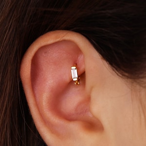 Tiny Diamond Rook Hoop Earring • Helix Hoop • Rook Earring • Helix ...