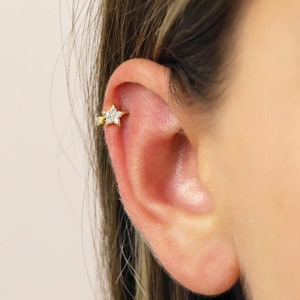 Dainty Star Rook Hoop Earring • Star Helix Hoop • Rook Earring • Helix ...