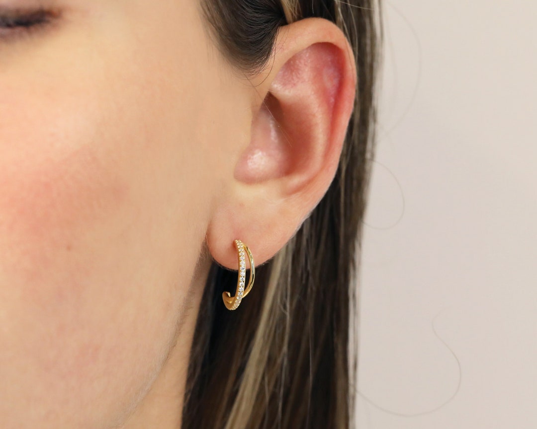 Hoop Stud Earrings • Hook Stud Earrings • Hook Hoop Earrings • Dainty ...