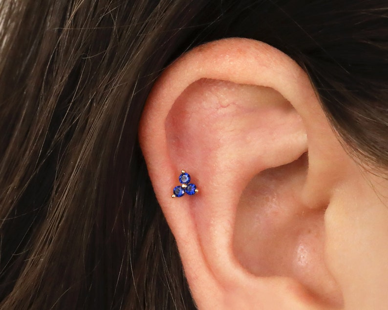 18G Sapphire Tiny Flower Flat Back Labret Stud 925 Sterling - Etsy
