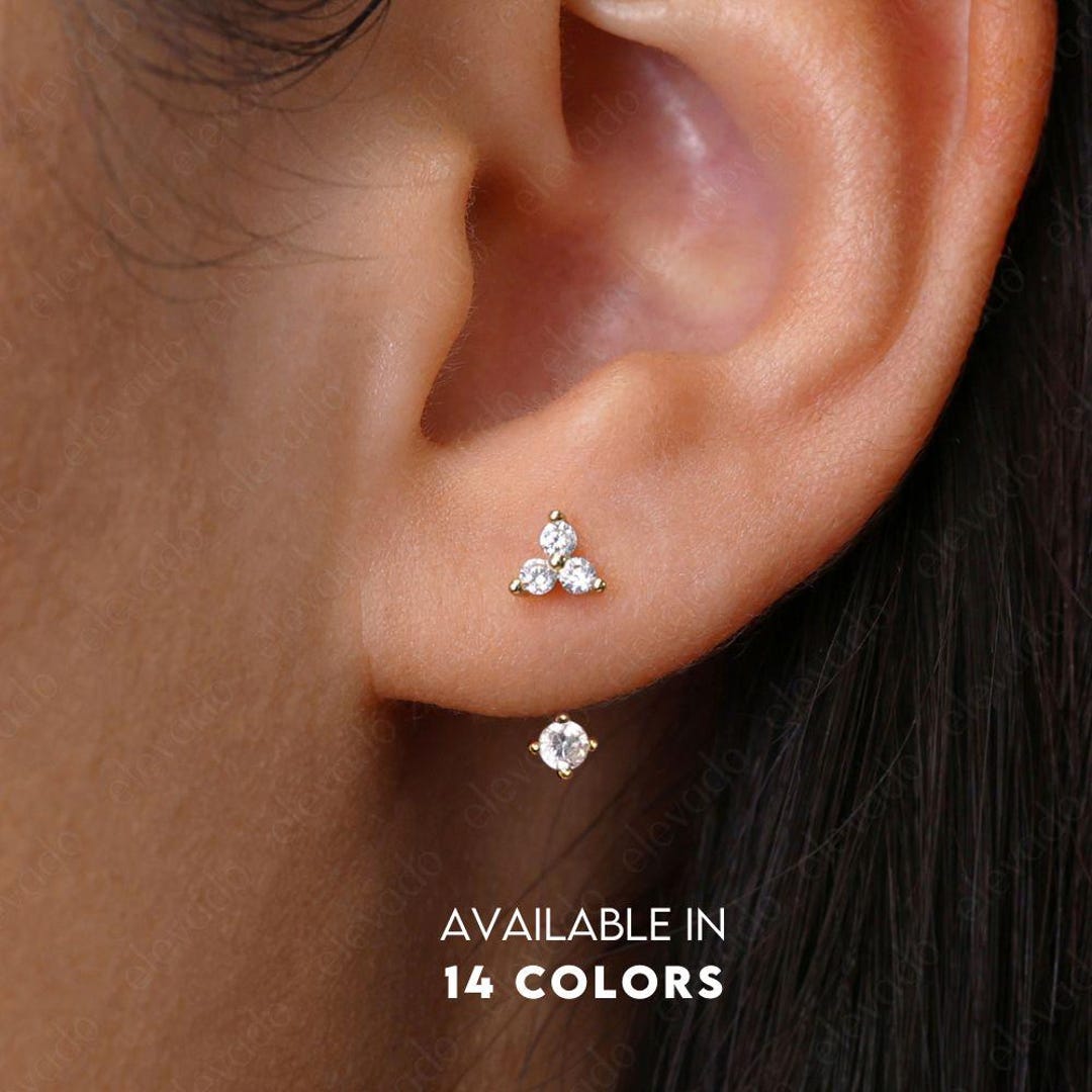 Floral Front Back Earrings • Ear Jacket • Dainty Ear Jacket • Gold Earrings • Ear Jacket ...