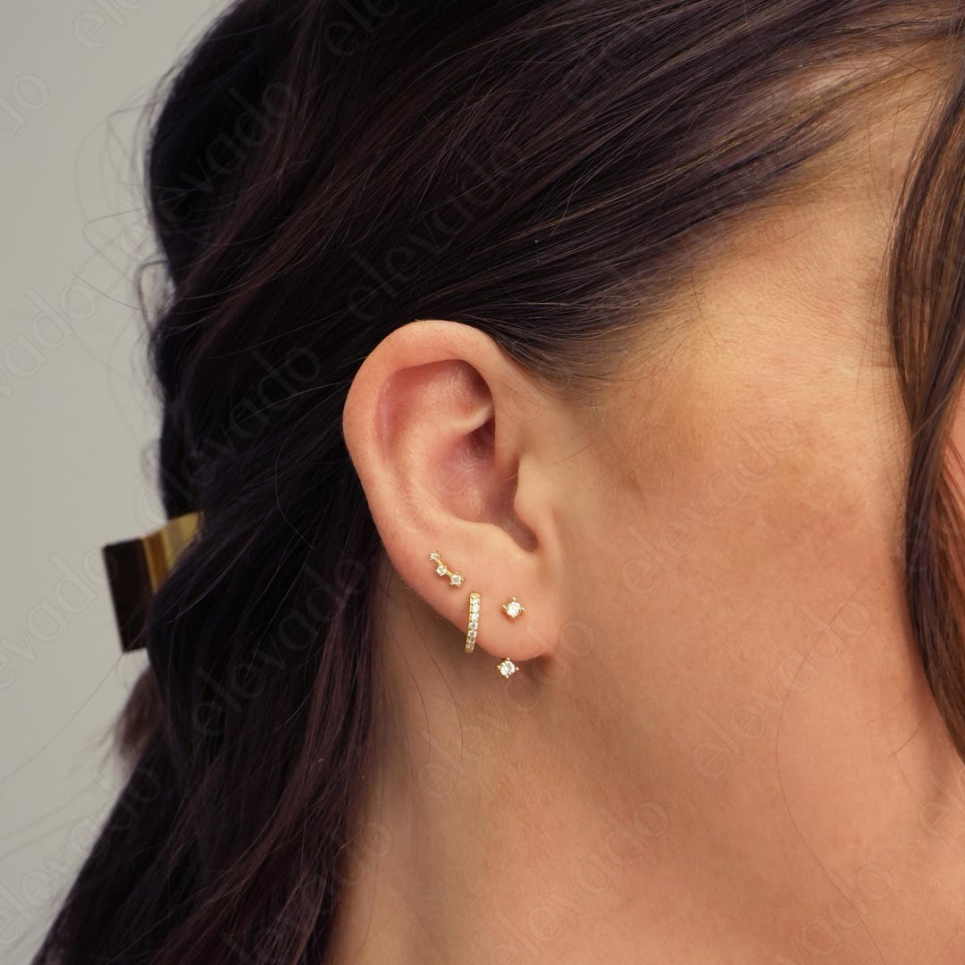 Front Back Earring Set • Ear Jacket • Dainty Ear Jacket • Gold Earrings • Ear Jacket Earrings ...