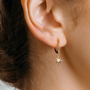 Dainty Star Hoop Gold Star Huggie Hoop Silver Star Hoop - Etsy