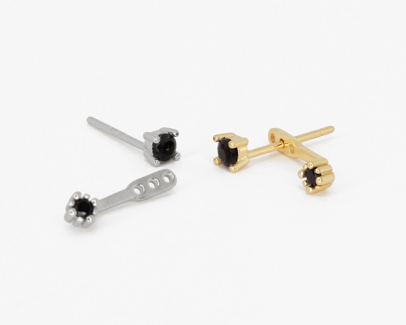 Black Front Back Earrings Black Ear Jacket Dainty Ear - Etsy