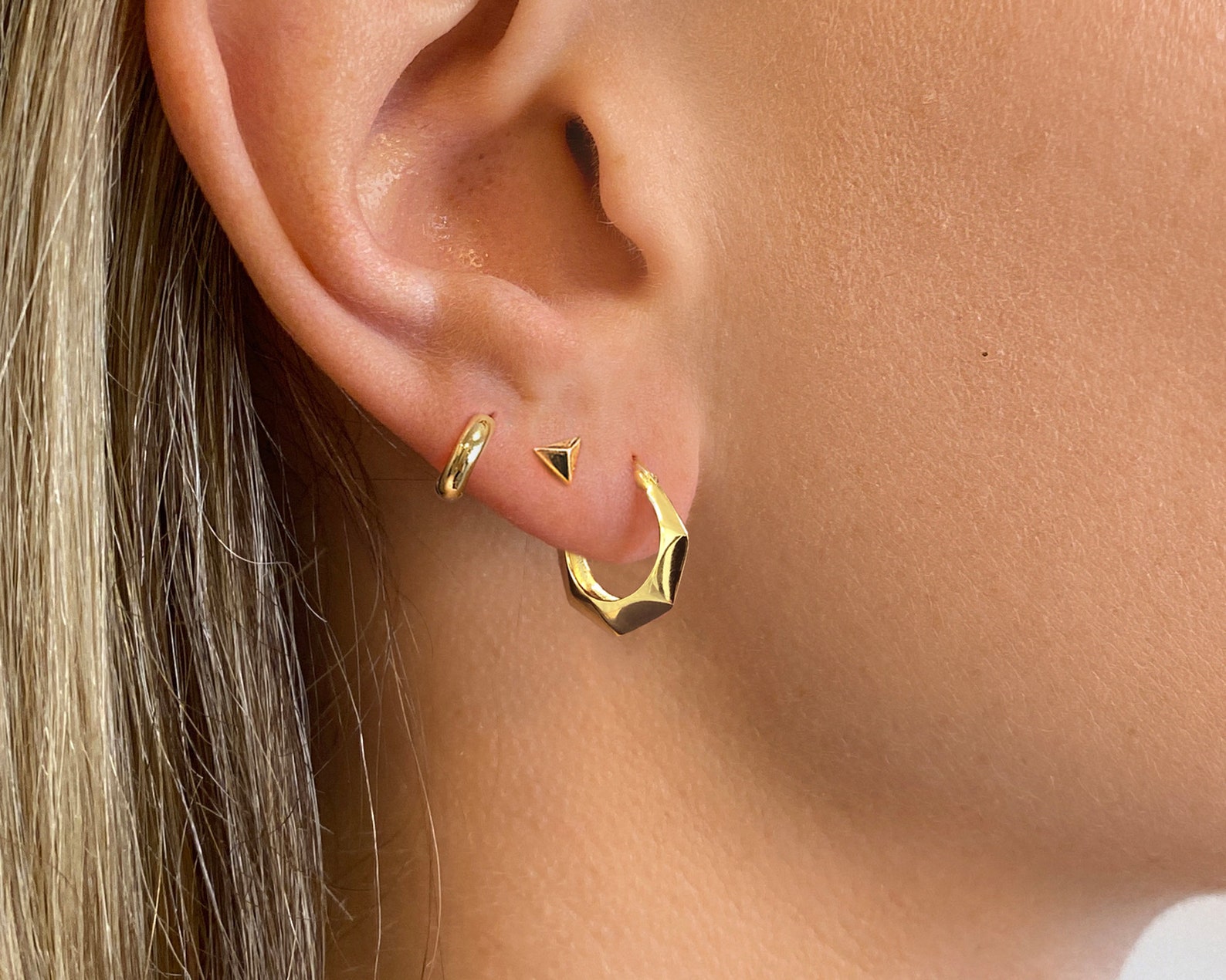 Geometric Hoop Earrings Small Hoop Earrings Heptagon Hoop - Etsy