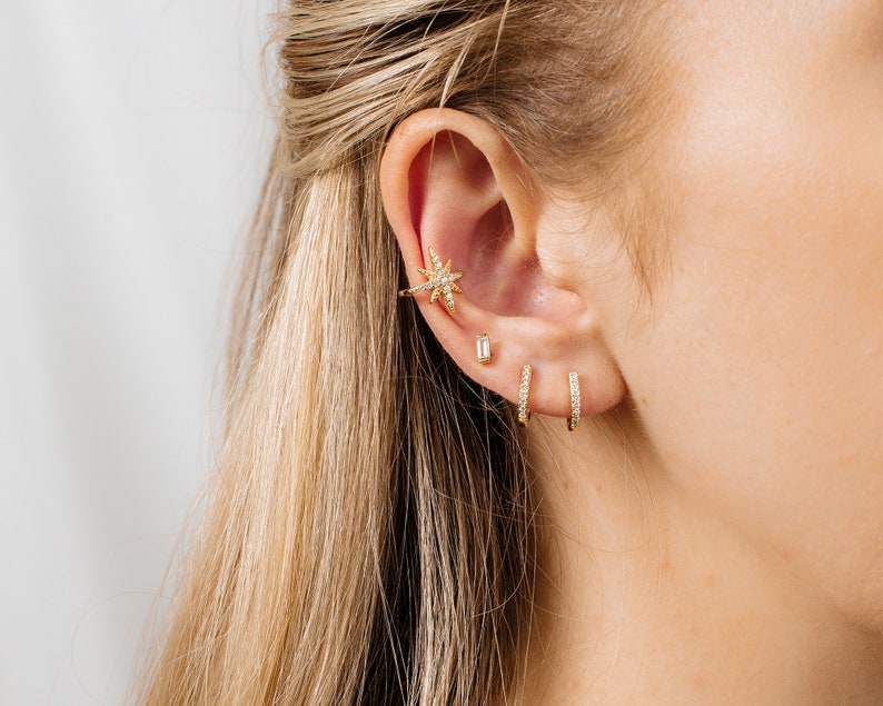 Straight Post Huggie Earrings Straight Post Hoops Small - Etsy