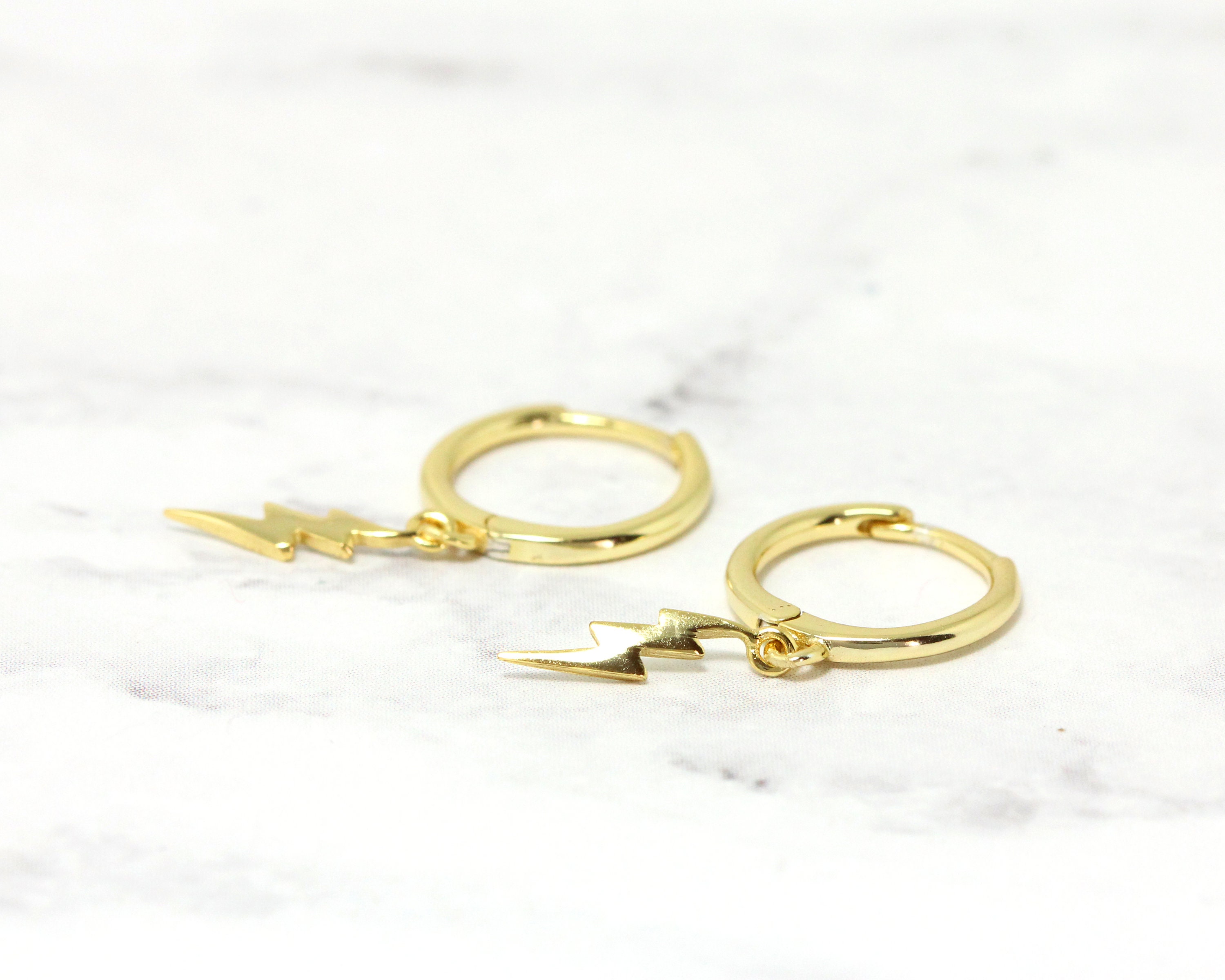 Lightning Bolt Hoop Earrings Lightning Bolt Earrings | Etsy