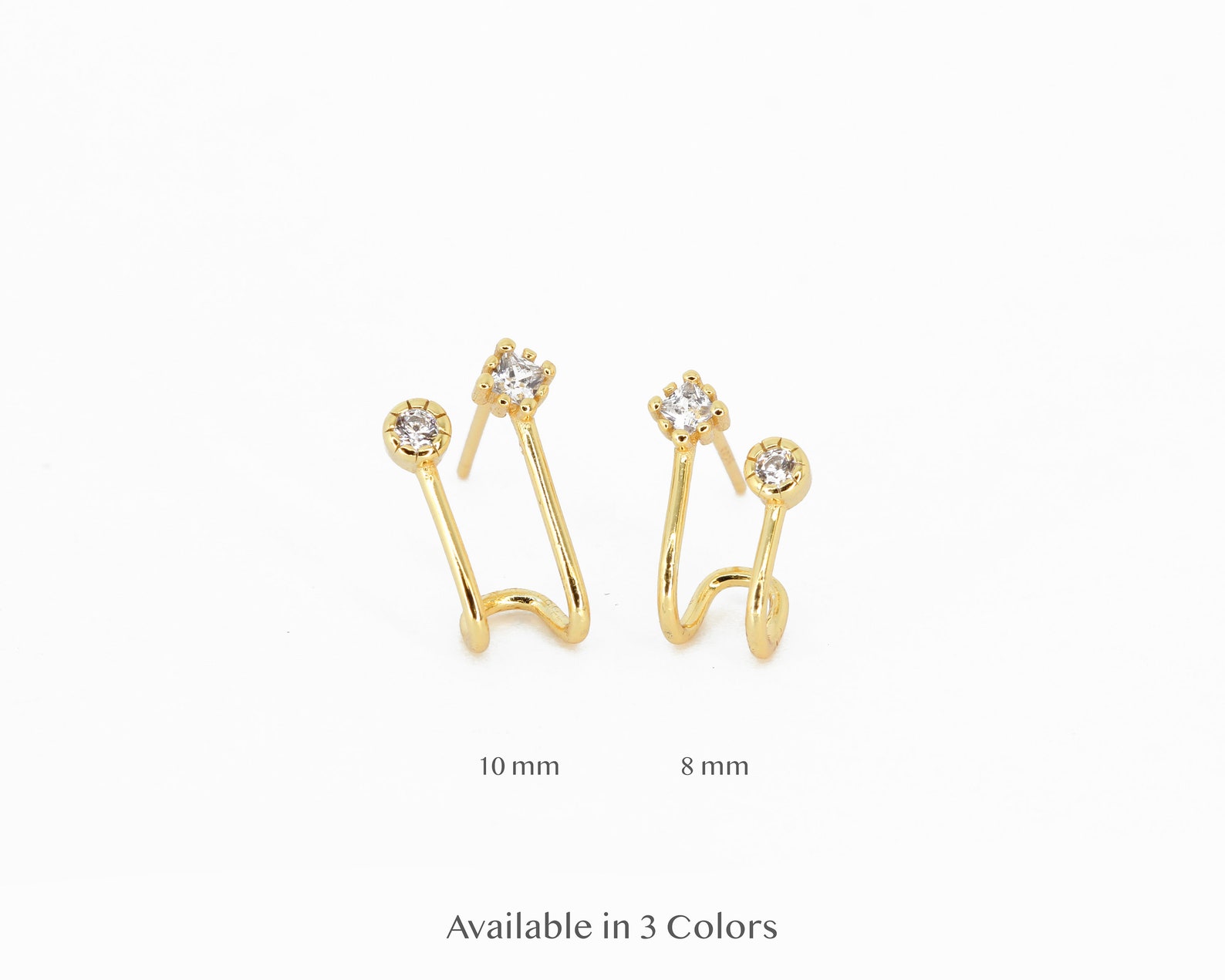 Elegant Double Hoop Studs CZ Dainty Earrings Gold Studs - Etsy