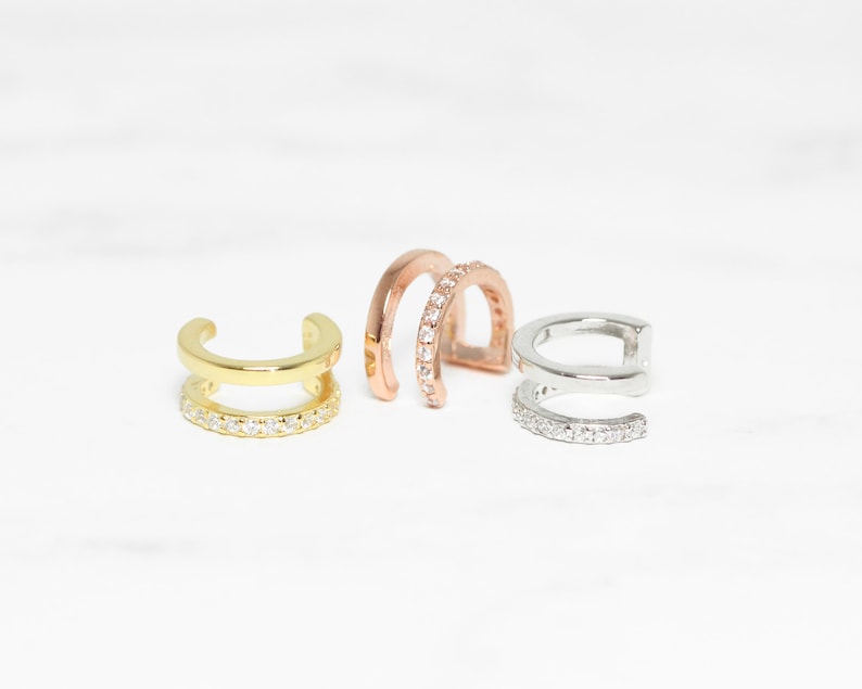 Dainty Ear Cuff No Piercing Double Band Ear Cuff Huggie | Etsy