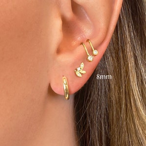 Elegant Double Hoop Studs • CZ Dainty Earrings • Gold Studs • Small ...