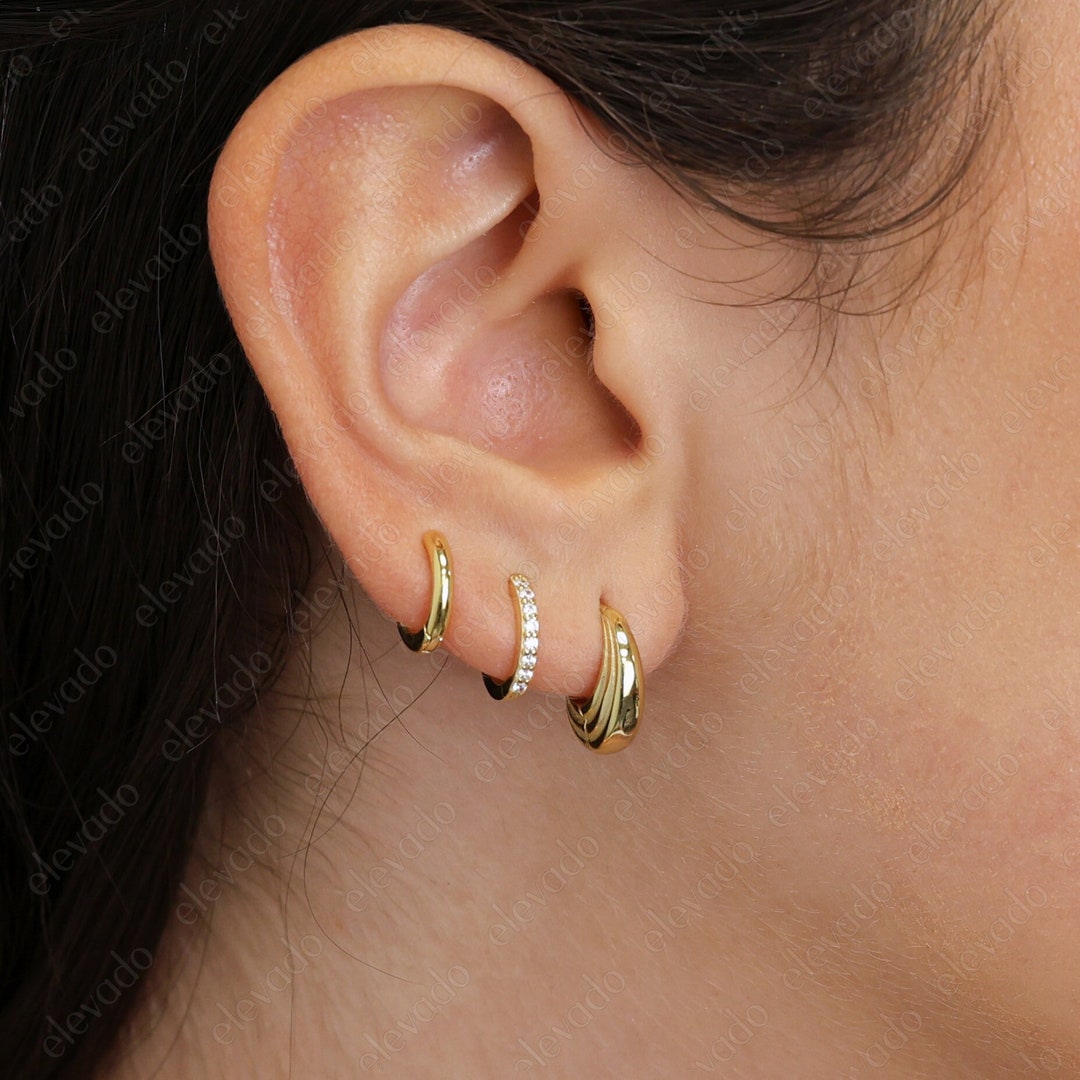 Wavy Huggie Hoop Earring Gift Set • Huggie Hoop Earring Stack • Earring ...