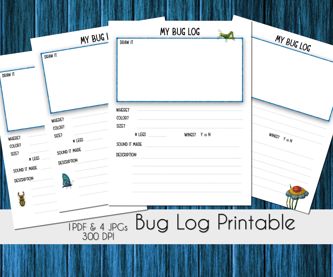 Bug Log Printable Insect Lover Fun Activity for Kids 8.5 X 11 - Etsy