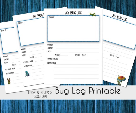 Bug Log Printable Insect Lover Fun Activity for Kids 8.5 X 11 - Etsy