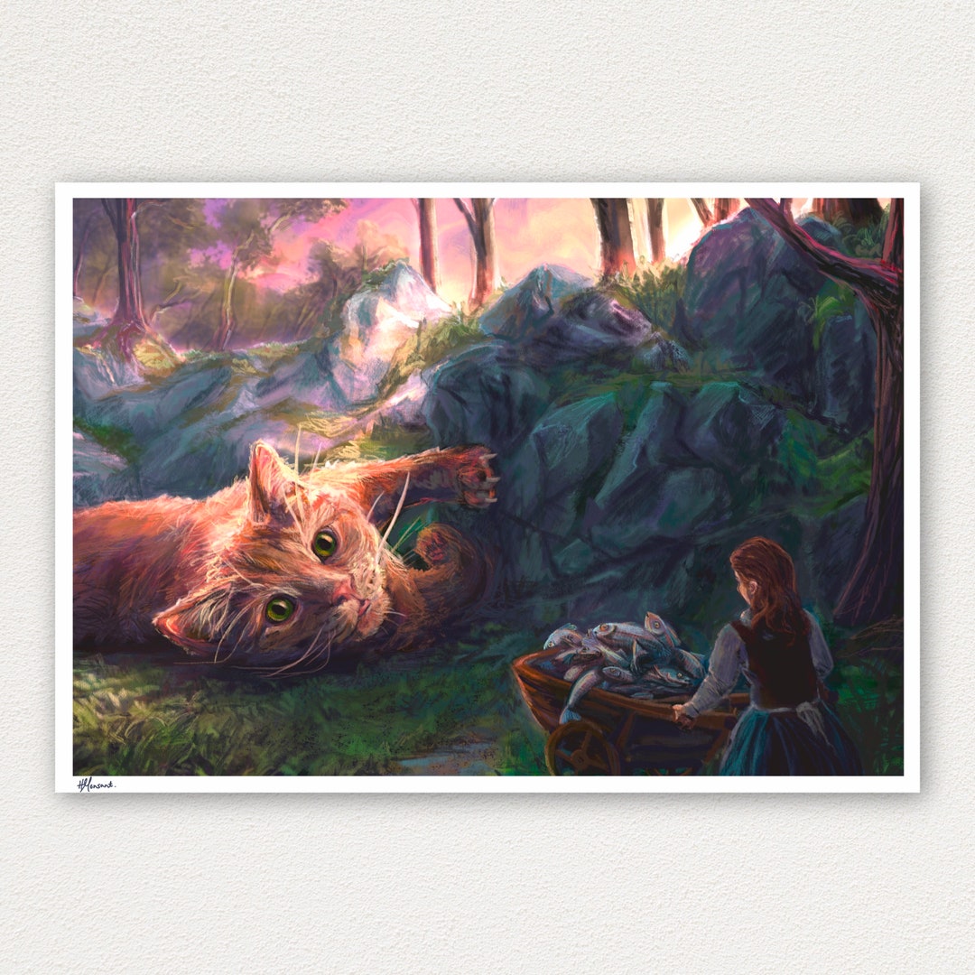 Feeding the Beast - Fantasy Art Print - Cat Art, Tabby Cat, Cat Decor ...