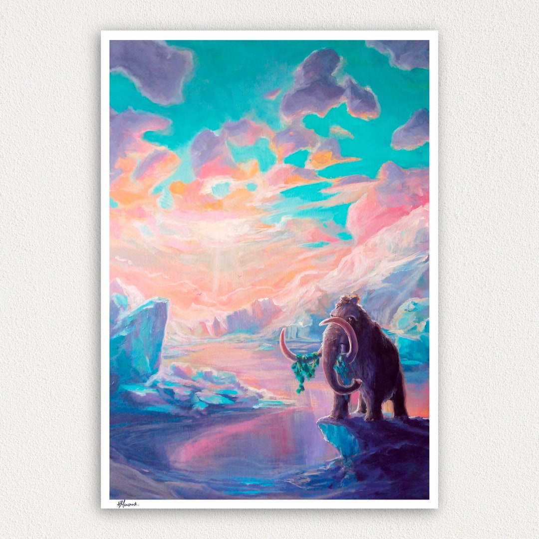 Monumental, Fantasy Art Print - Woolly Mammoth Art, Arctic Iceberg ...