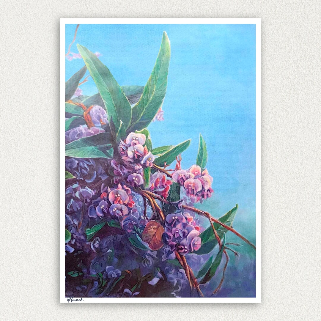 Happy Wanderer - Hardenbergia Art Print, Magical Realism, Cottagecore ...