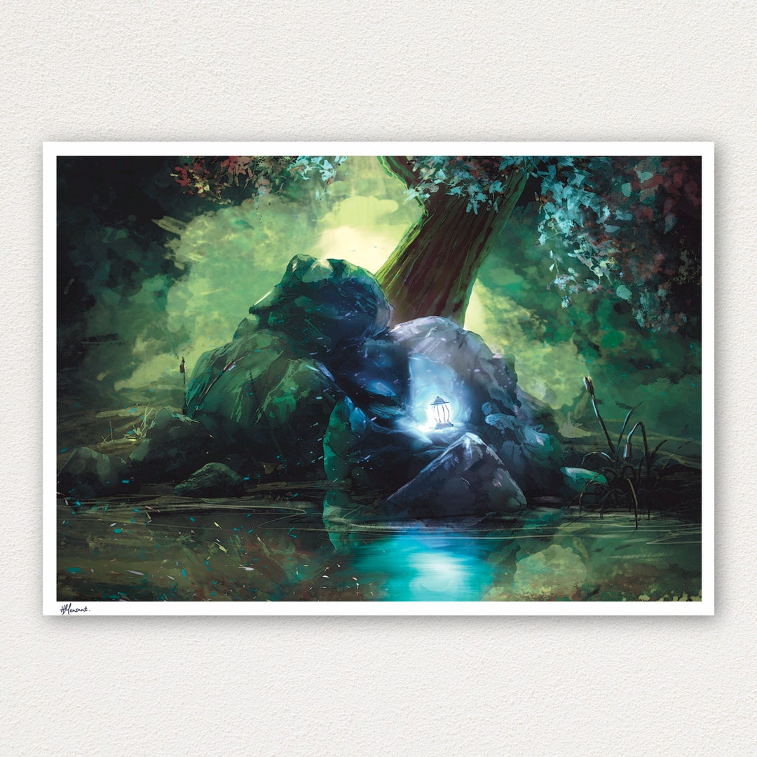 Meet Me by the Lakeside: A3 Fantasy Art Print, Magical Art, Lantern Art ...