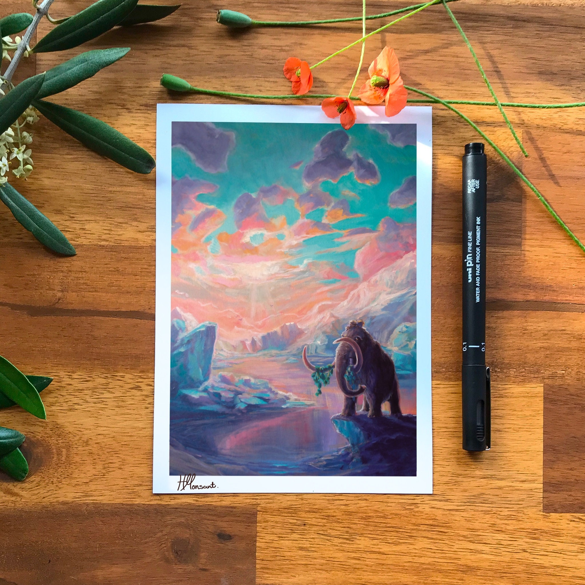 Monumental Mini Print: Fantasy Art Print, Woolly Mammoth Art, Arctic ...