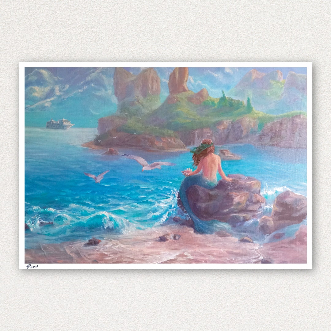 Mermaid Art Print: Fantasy Art, Mermaid Decor, Gallery Wall Art ...