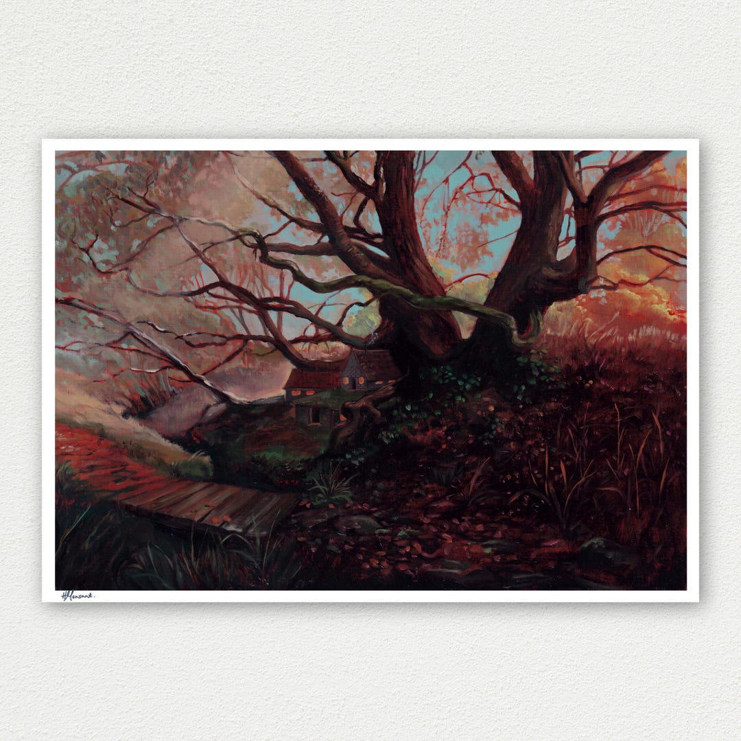 Hidden Homestead - Fantasy Art Print - Handmade Art, Oil Painting ...