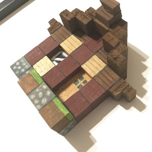 Minecraft 3D House Wall Art, Wood Blocks - Etsy