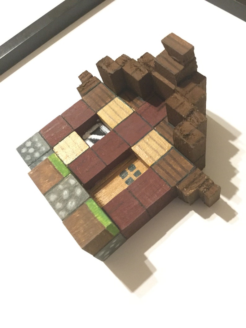 Minecraft 3D House Wall Art, Wood Blocks - Etsy