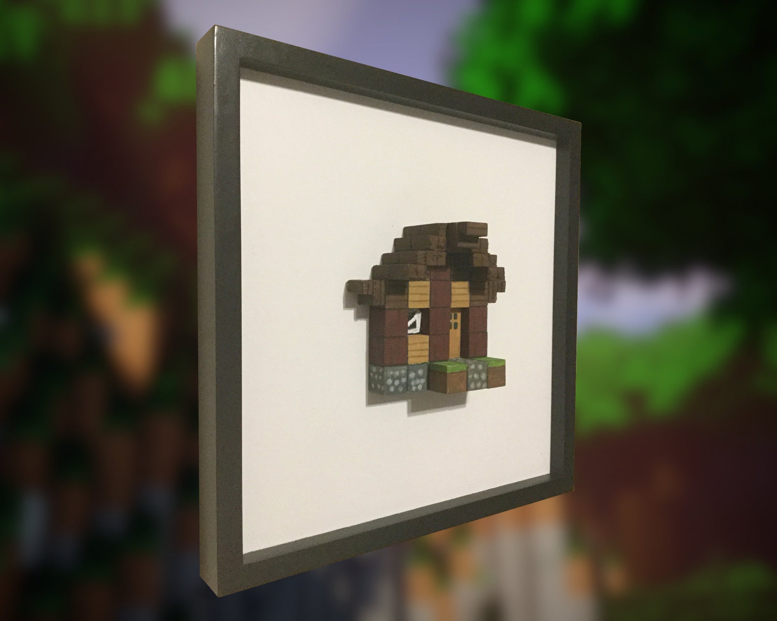 Minecraft 3D House Wall Art, Wood Blocks - Etsy