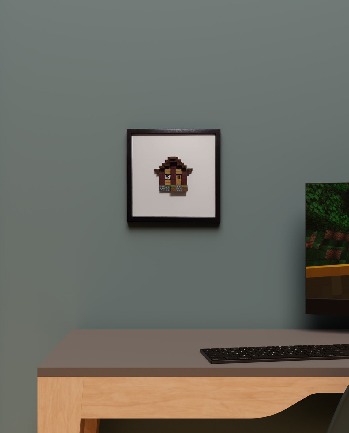 Minecraft 3D House Wall Art, Wood Blocks - Etsy