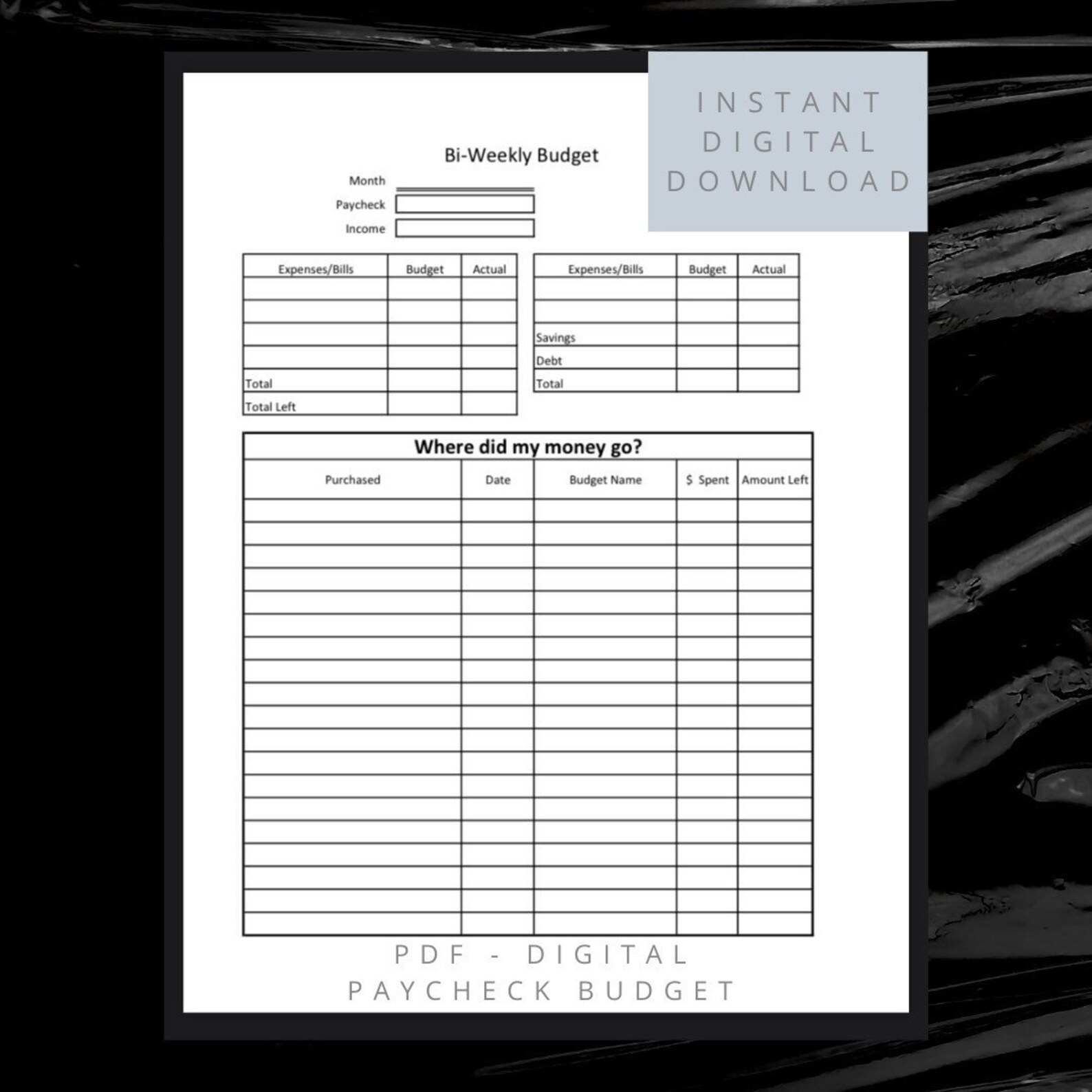 Biweekly Budget Sheet, Digital Download, Planner, Savings, Expenses ...