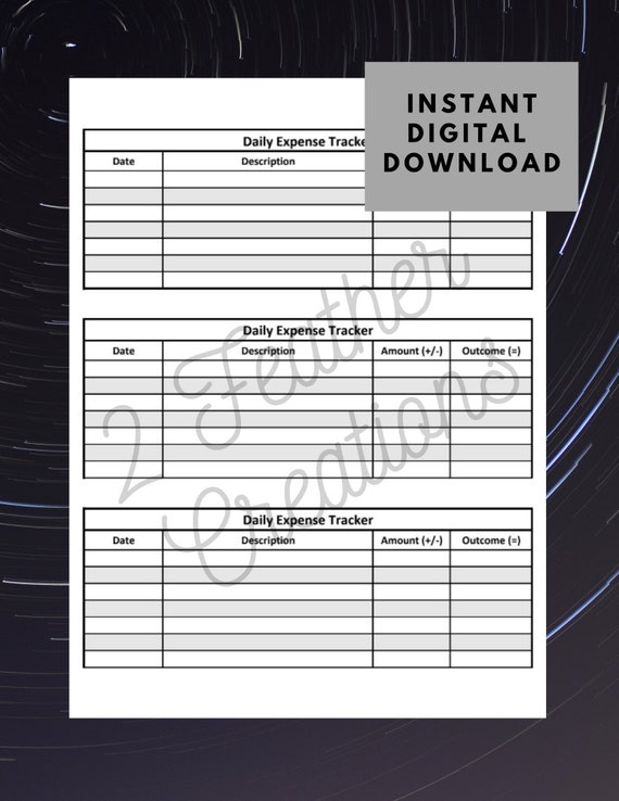 Daily Expense Tracker Digital Download Planner Savings | Etsy