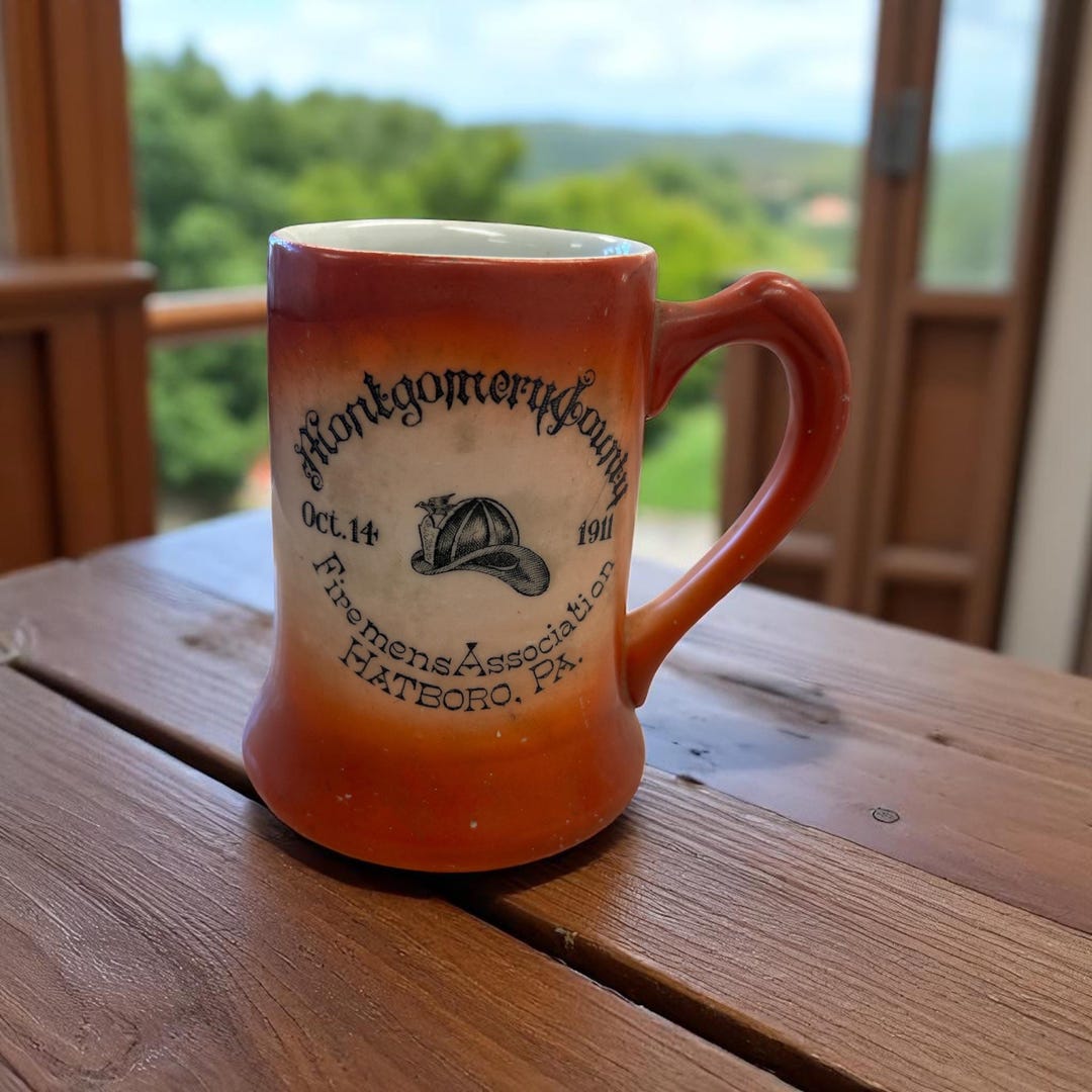 Antique 1911 Fireman Mug - Etsy