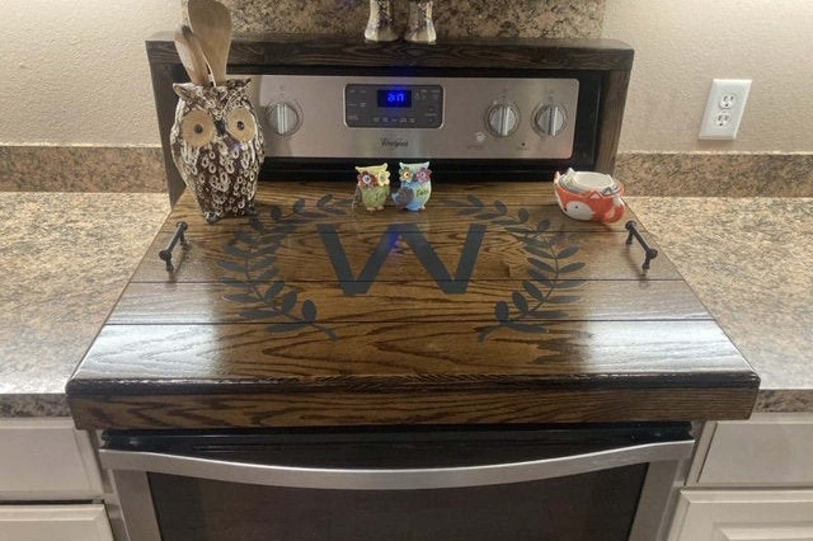 Gas Burners Farmhouse Stovetop Cover Monogram Stove Top - Etsy