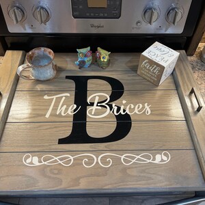 Farmhouse Monogram Stove Top Cover – Rustic Noodle Board & Kitchen Tray ...