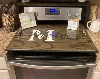 Gas Burners Farmhouse Stovetop Cover, Monogram Stove Top Cover ...