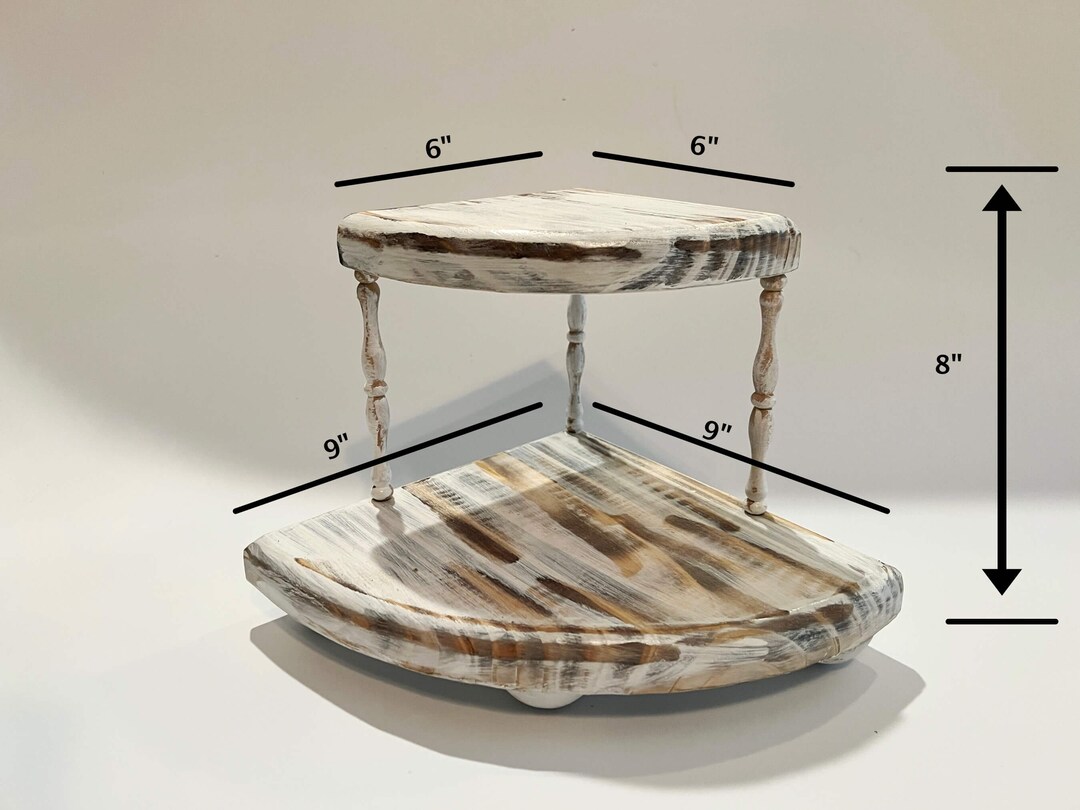 Corner Riser Shelf Wood in Farmhouse Rustic Wooden Decor, Pedestal ...