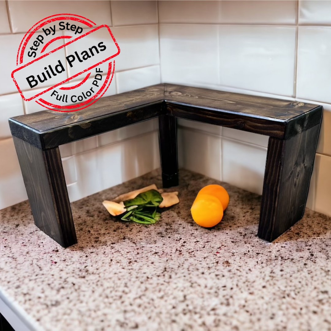 Kitchen Counter Corner Shelf PDF Build Plans Rustic L-shaped Shelf ...