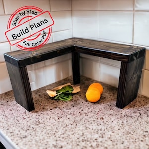 Kitchen Counter Corner Shelf PDF Build Plans Rustic L-shaped Shelf ...