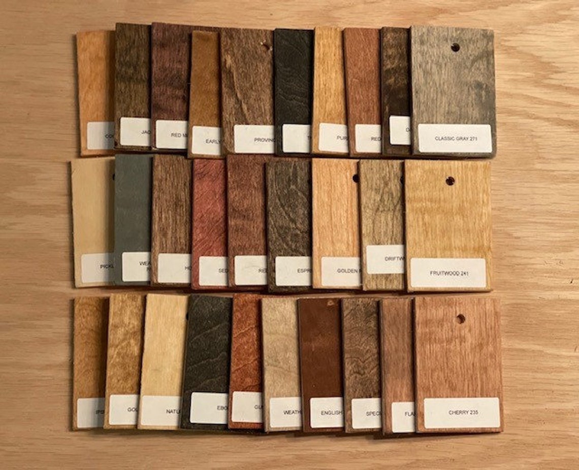 STAIN SAMPLES Real Wood Stain Swatches DIY Stain Sample Set - Etsy