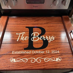 Farmhouse Monogram Stove Top Cover – Rustic Noodle Board & Kitchen Tray ...