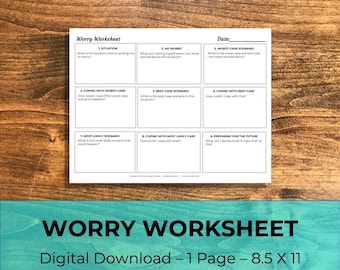 Printable & Fillable Worry Worksheet - Etsy