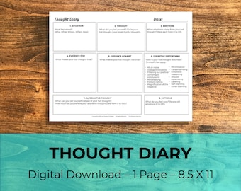 Printable & Fillable Thought Diary - Etsy