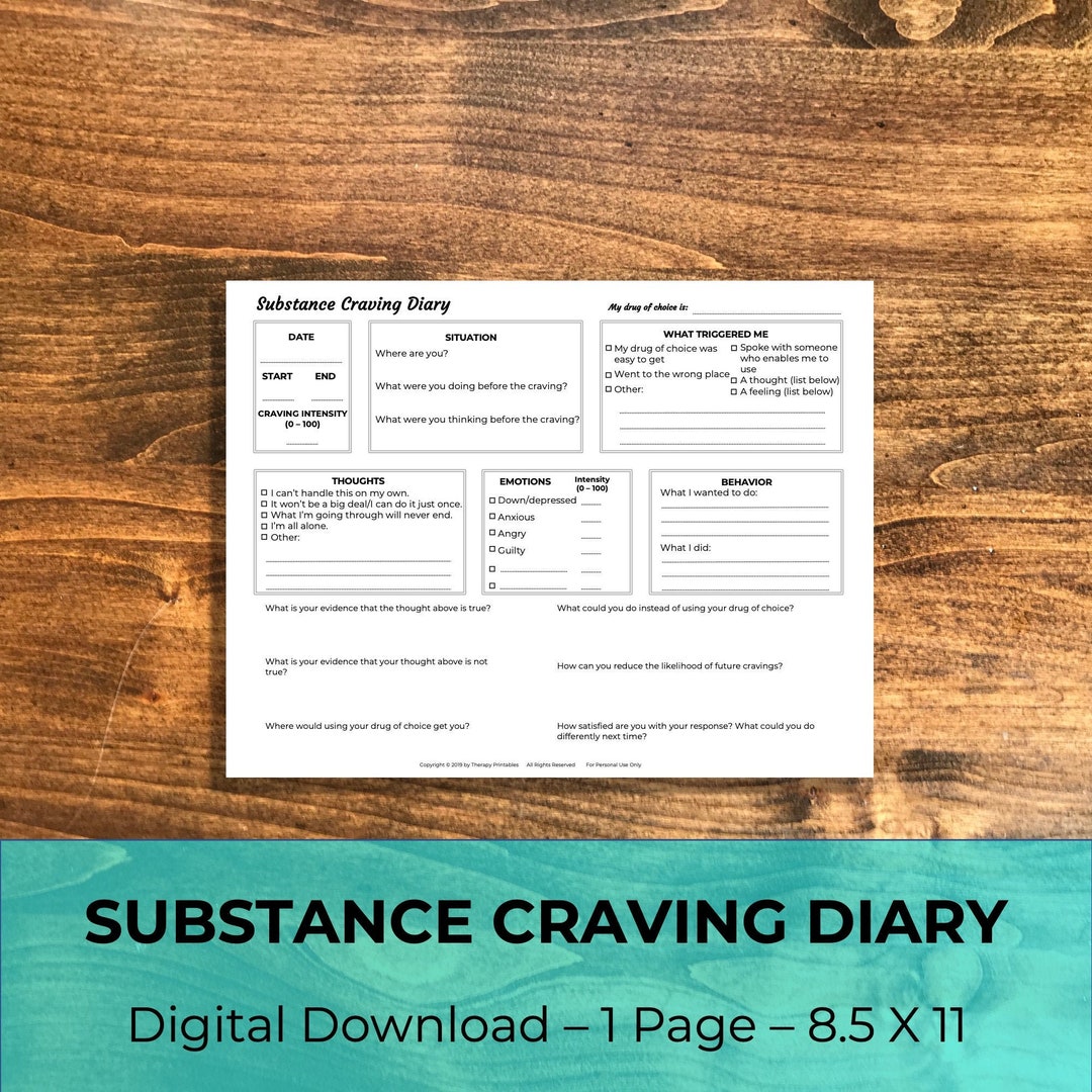 Printable Substance Craving Diary - Etsy