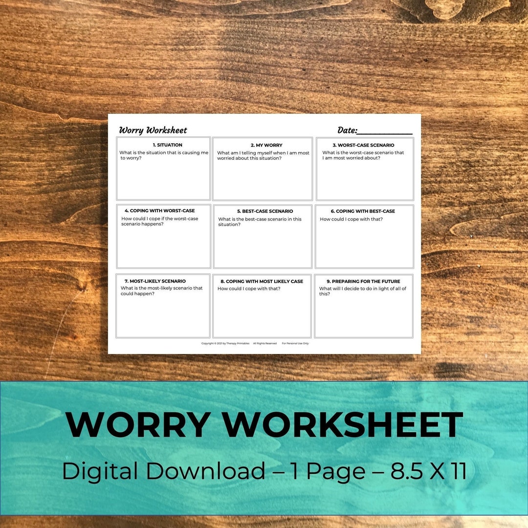 Printable & Fillable Worry Worksheet - Etsy UK