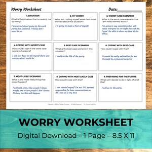 Printable & Fillable Worry Worksheet - Etsy