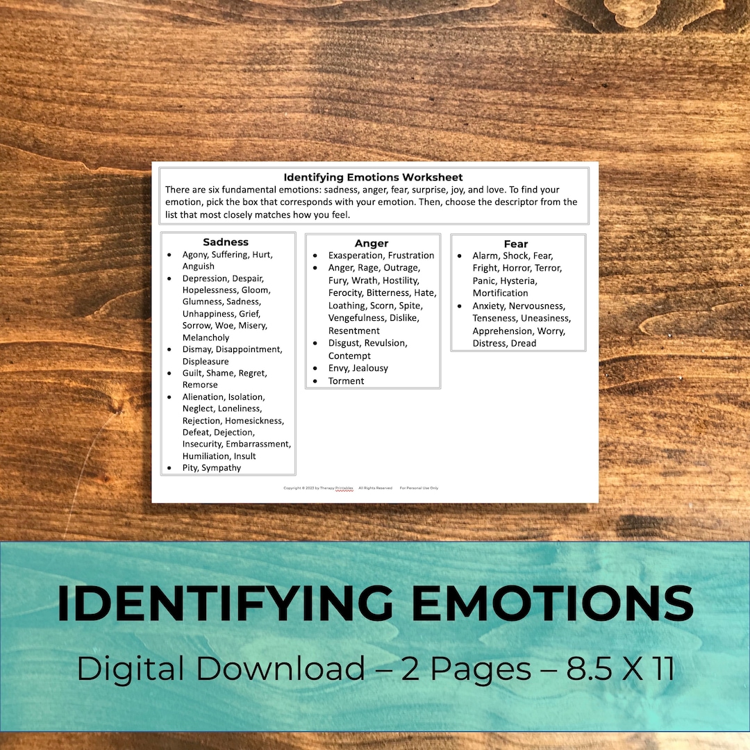 Identifying Emotions Worksheet - Etsy