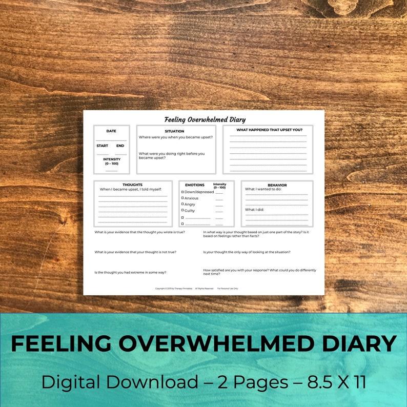 Printable & Fillable Feeling Overwhelmed Diary - Etsy