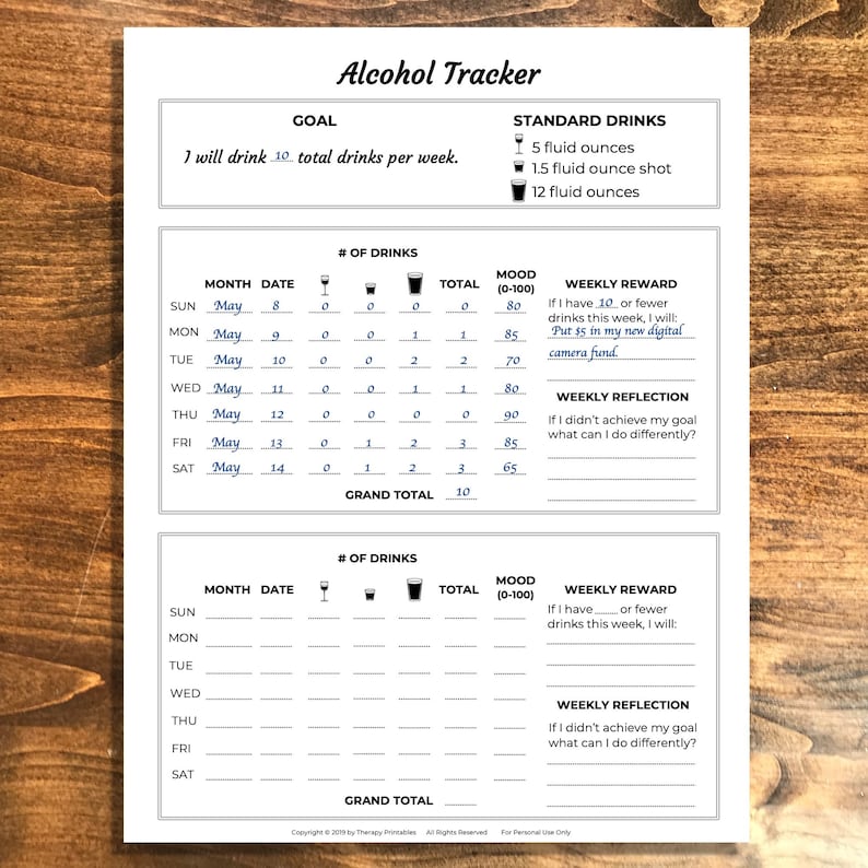 Printable Alcohol Tracker - Etsy