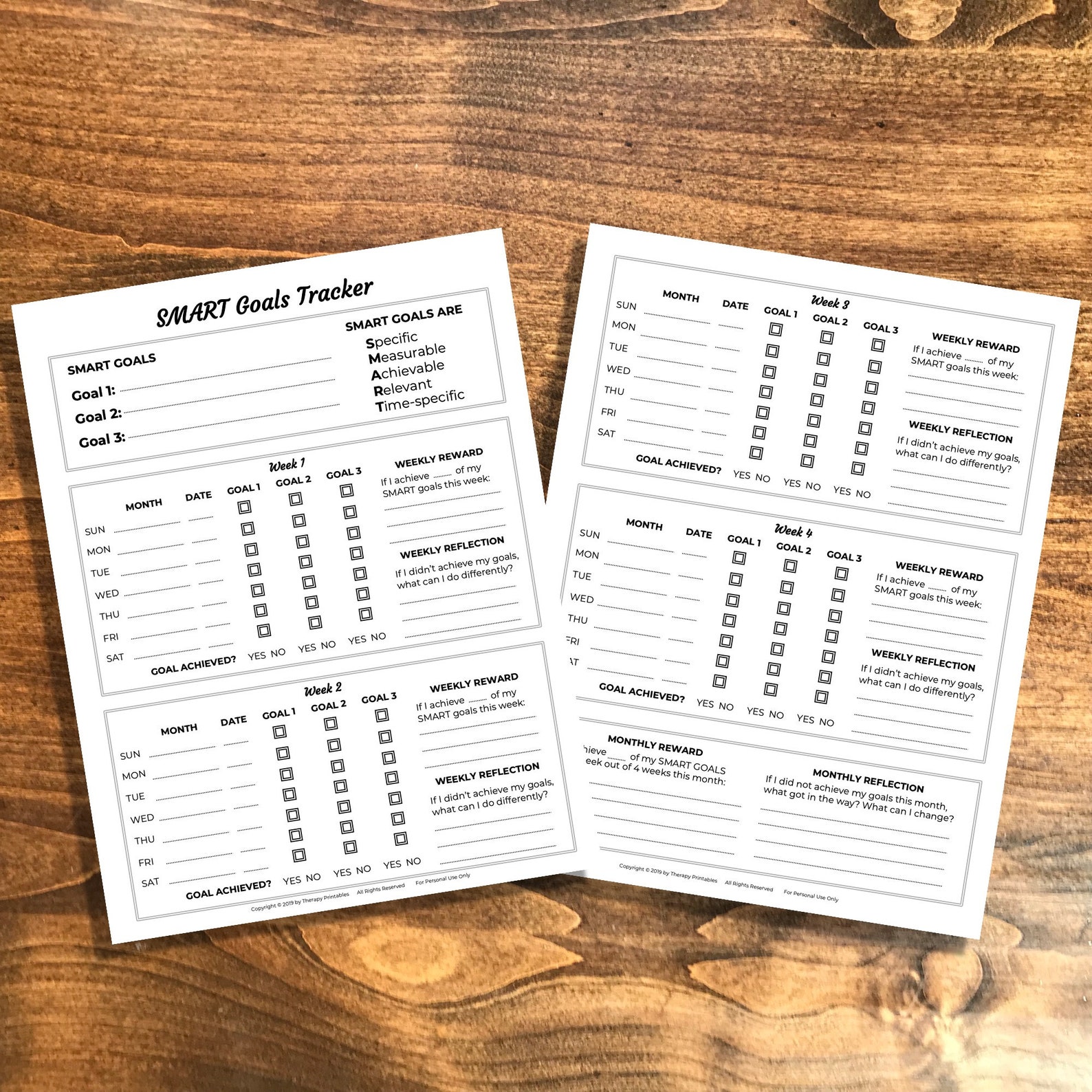 Printable & Fillable SMART Goals Tracker - Etsy