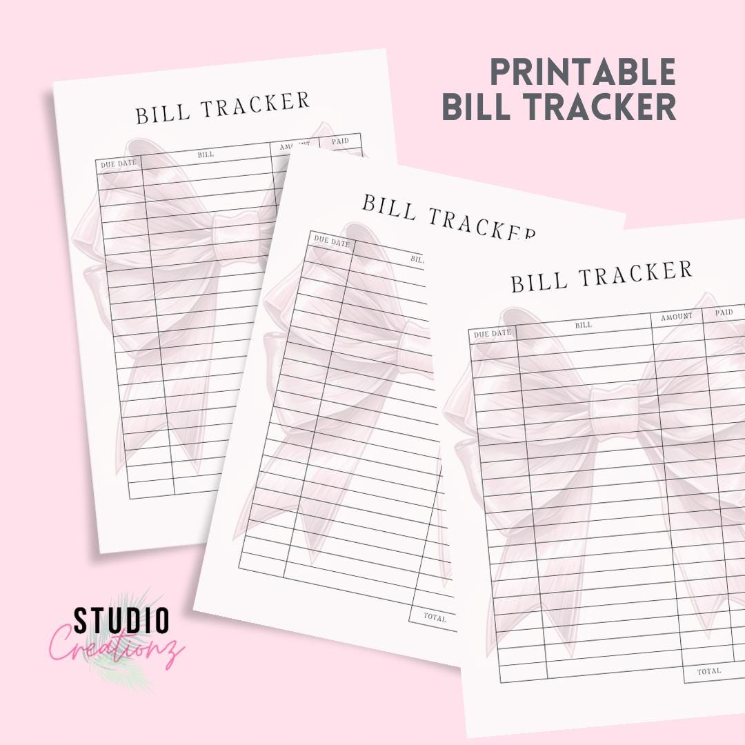 Bill Tracker | Undated Printable Bill Tracker | Monthly Bill Tracker ...