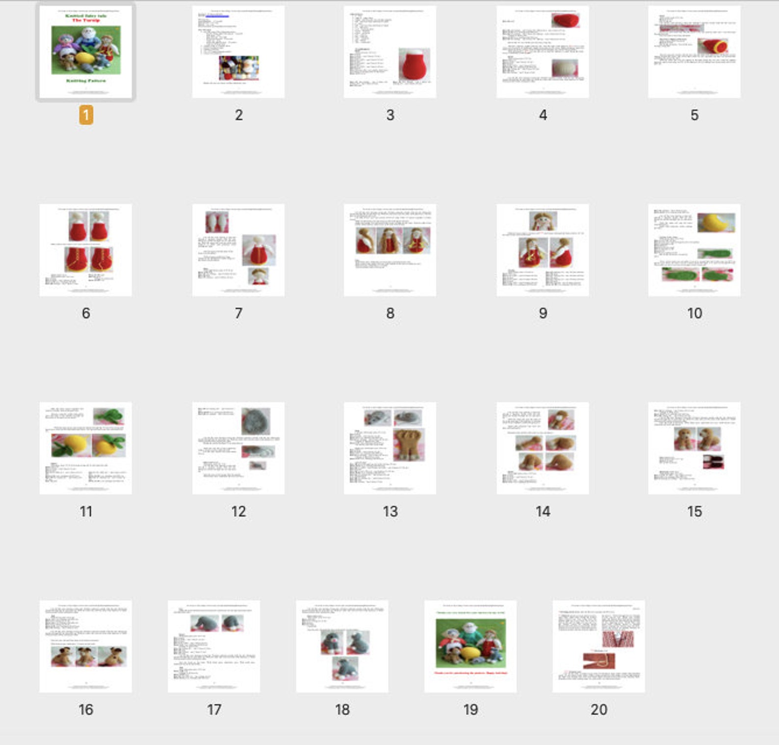 K056 Knitting Pattern - Turnip Fairy Tale Set of Toys: Cat, Dog, Mouse ...